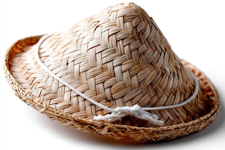 A Straw Hat with a String Tied Around it Stock Photo - Image of white ...