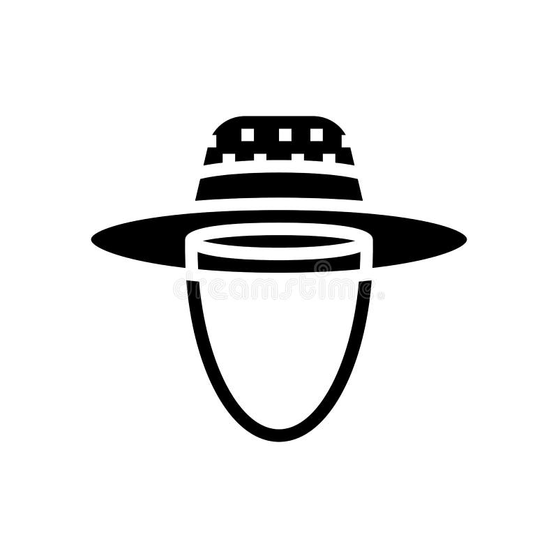 Straw Hat Summer Glyph Icon Vector Illustration Stock Vector ...