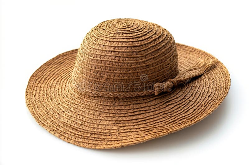 A Straw Hat on a White Background Stock Image - Image of straw, string ...