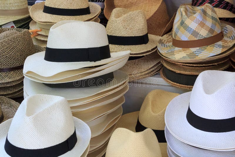 Straw hats on display stock image. Image of fashionable - 39020585