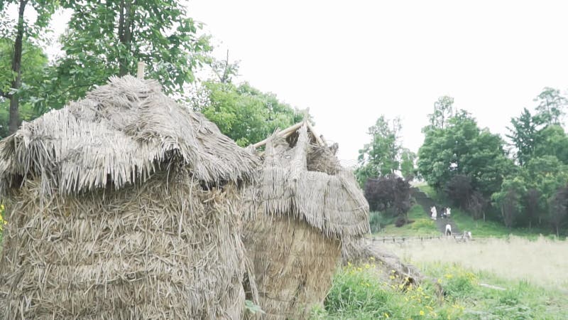 Straw Houses Constructed in a Field Stock Video - Video of building ...