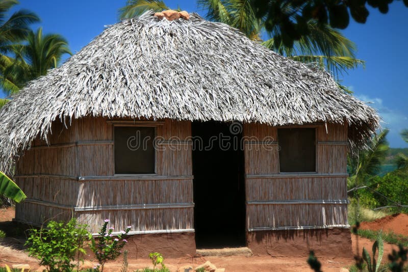 Straw Hut near the ocean stock photo. Image of plants - 2224744