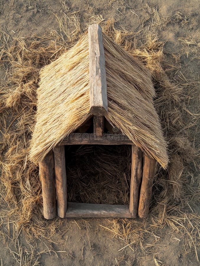 Straw Hut with Thatched Roof on Dirt Ground Stock Image - Image of ...