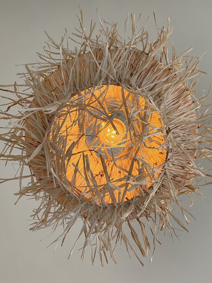 A straw lamp, bottom view stock photo. Image of straw - 386919678