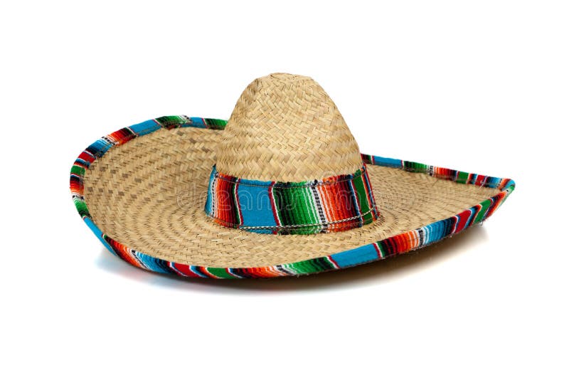 Straw Mexican Sombrero on White Background Stock Image - Image of ...
