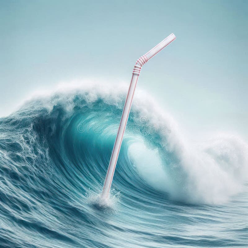 A Straw in the Ocean is an Ecological Concept. Stock Photo - Image of ...
