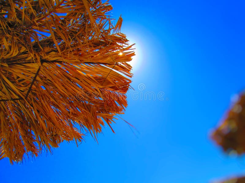 Straw parasol stock image. Image of beach, light, resort - 67784201