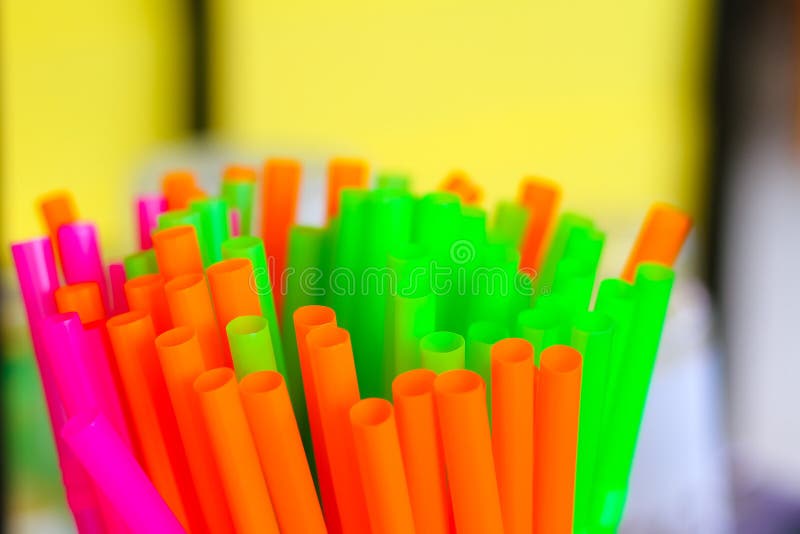 Straw Plastic Tube Color Full, Selected Focus Stock Photo - Image of ...