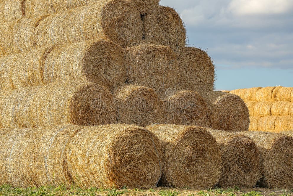 Straw Pyramid stock image. Image of grey, farming, field - 77739439
