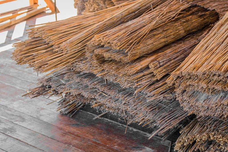 Straw Rope Dry Reed Natural Material is Stored in Rolls Stock Photo ...