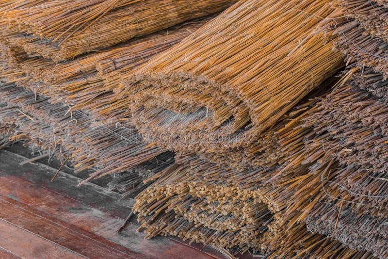 Straw Rope Dry Reed Natural Material is Stored in Rolls Stock Image ...