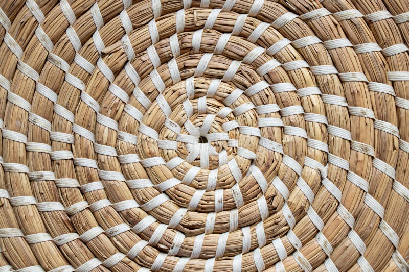 Straw Round Brown Stand for Dishes in the Kitchen As a Background ...