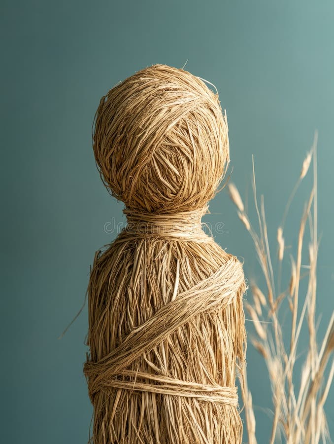 A Straw Scarecrow Made from Twisted Hay and Straw. Stock Photo - Image ...