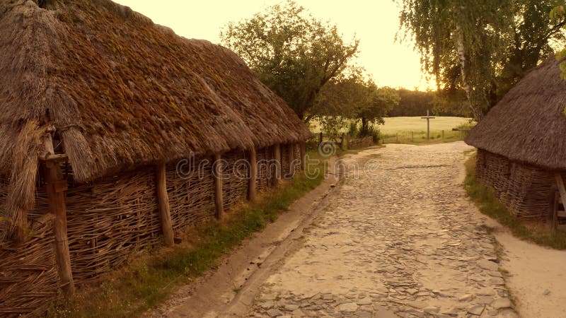 Straw Shack in Medieval Village. Stock Footage - Video of country ...