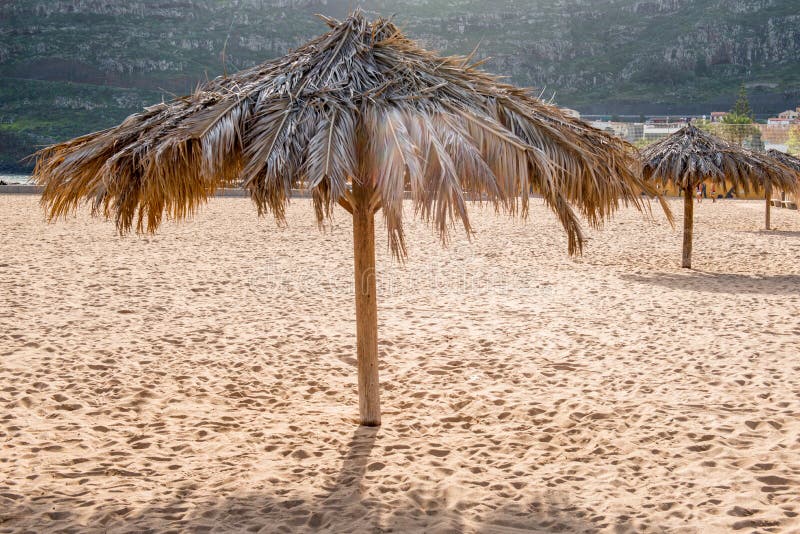Straw shade umbrella stock photo. Image of shade, wood - 64353436