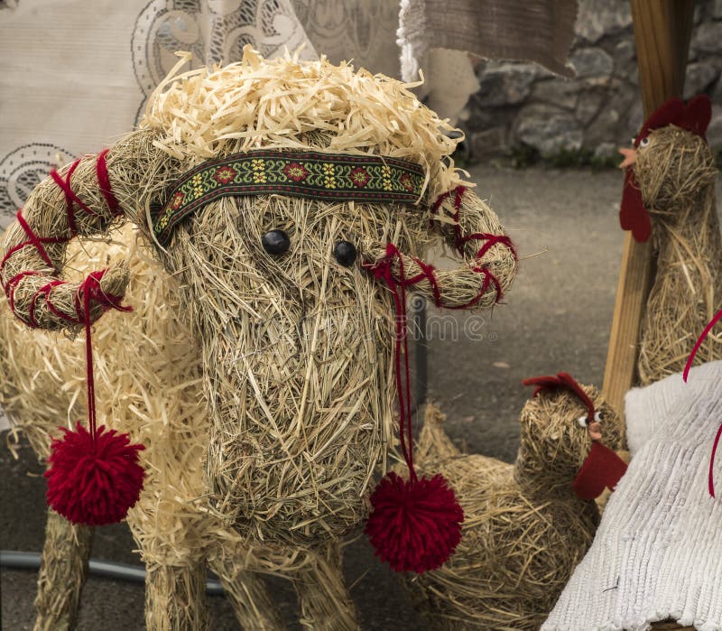 Straw sheep toy editorial photography. Image of magic - 160979937