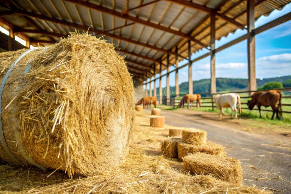 Straw Stack for Animal Feed Stock Illustration - Illustration of tools ...