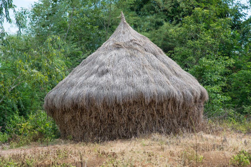 Straw stack near the field stock image. Image of nature - 55980655