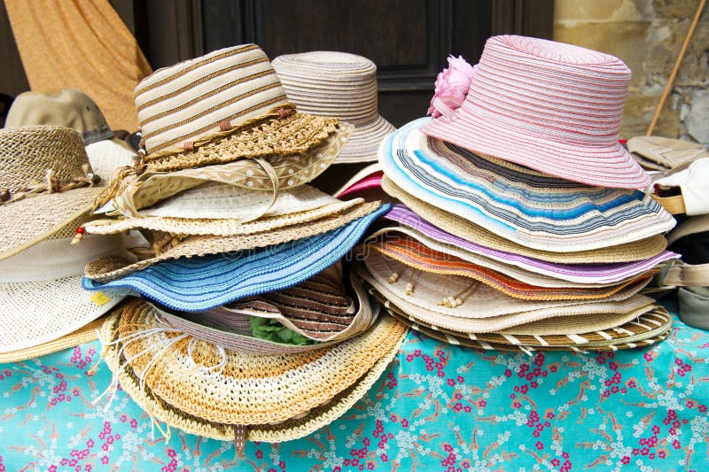 Straw summer hats stock photo. Image of pink, clothes - 34258564