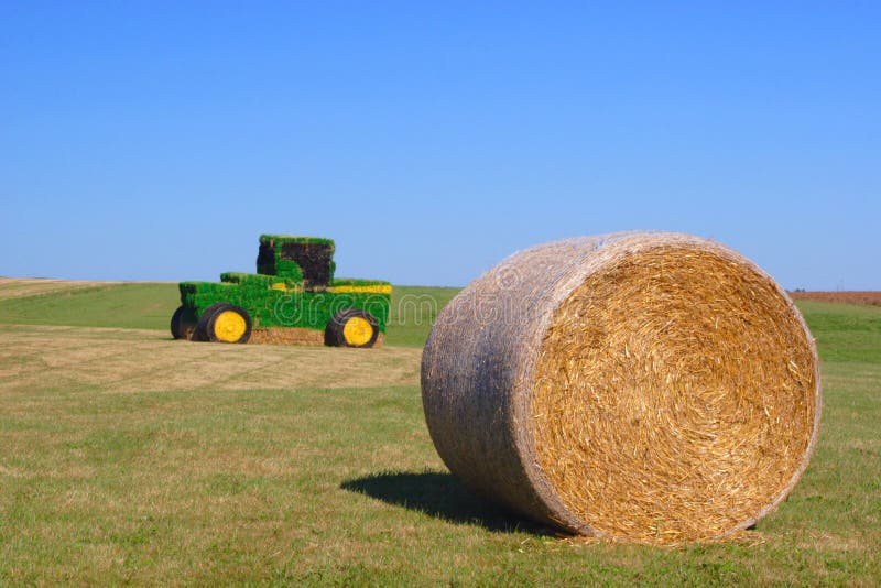 Tractor made of hay bales stock photo. Image of yellow - 27370350