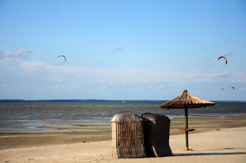 Straw umbrella ocean stock image. Image of swaying, breeze - 97803145