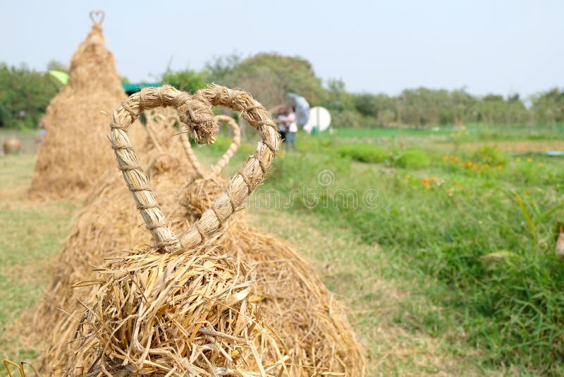 Straw Weaved in Heart Shape Stock Photo - Image of plants, outdoor ...