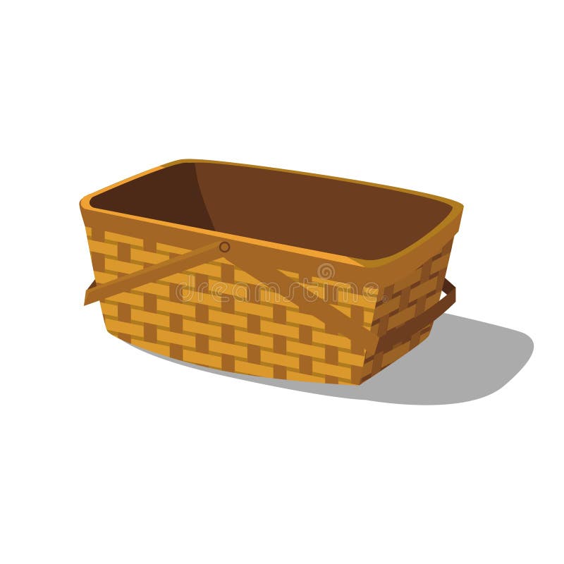 Straw Weaving Picnic Basket.rectangle Shape Side View. Vector ...
