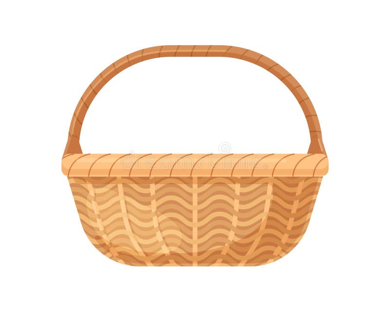 Straw Wicker Basket with Handle. Woven Wickerwork without Lid or Cover ...
