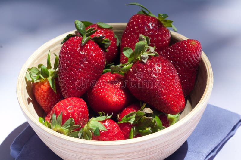 Strawberries 4 stock image. Image of tree, towel, bowl - 24975217