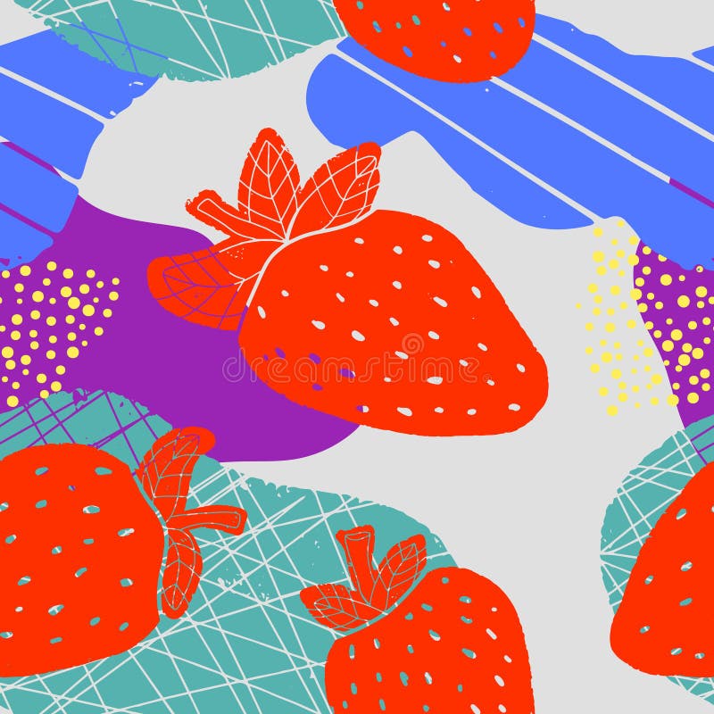 Strawberries and Abstract Spots Stock Vector - Illustration of fruit ...