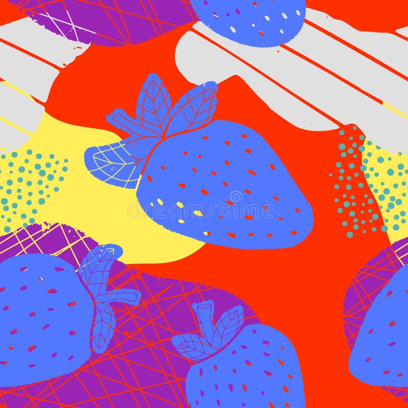 Strawberries and Abstract Spots Stock Vector - Illustration of ...