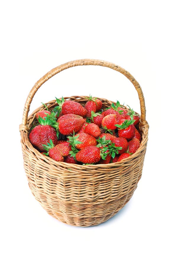 Strawberry Basket Isolated on White Stock Photo - Image of ingredient ...