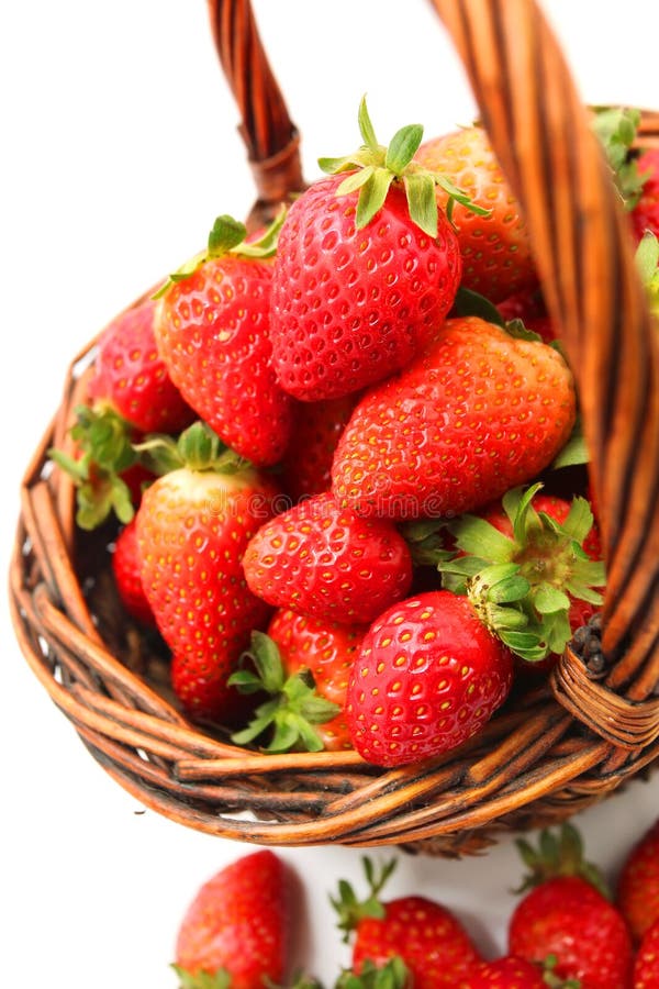 Strawberries in basket stock photo. Image of sweet, market - 39435356