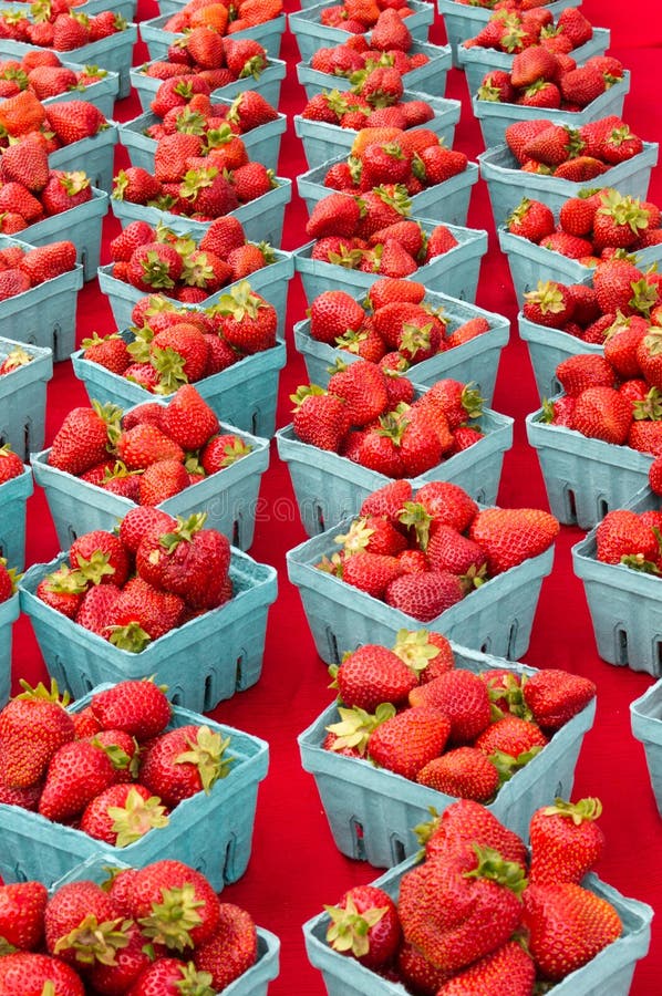 Strawberries in Baskets on Display Stock Image - Image of berry, food ...