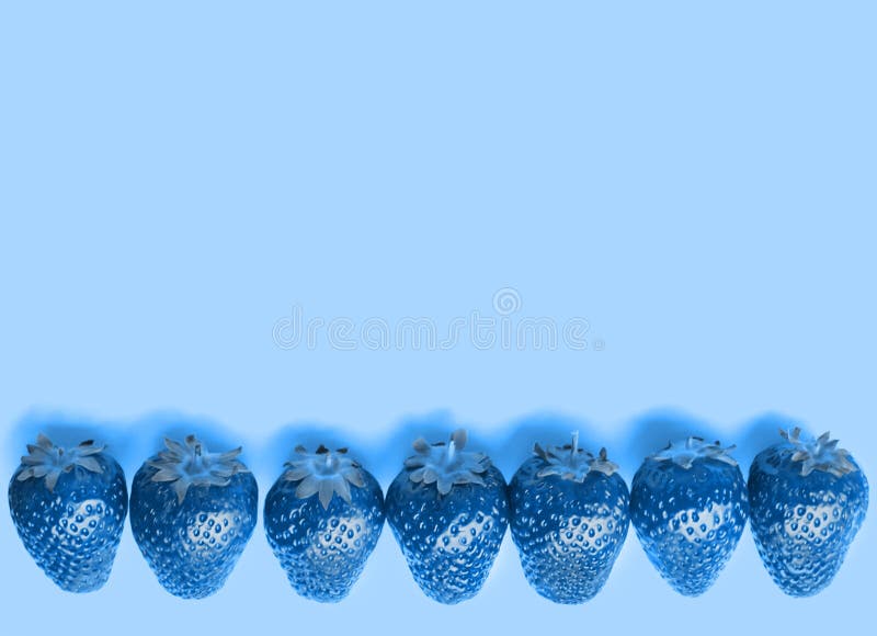 Strawberries on Blue Trendy Background. Stock Image - Image of color ...