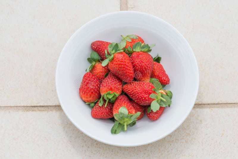 Strawberries in a Bowl Top View Stock Image - Image of macro, heap ...