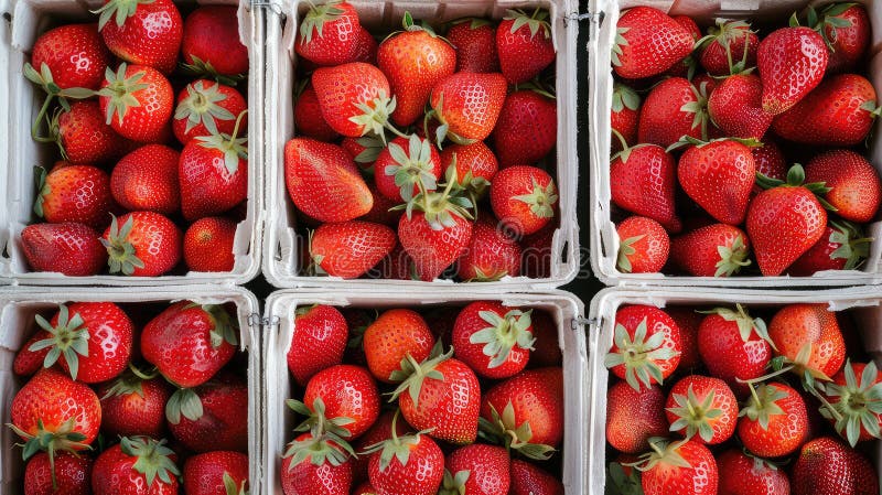 Strawberries in Boxes on the Store Counter. Selective Focus Stock Photo ...