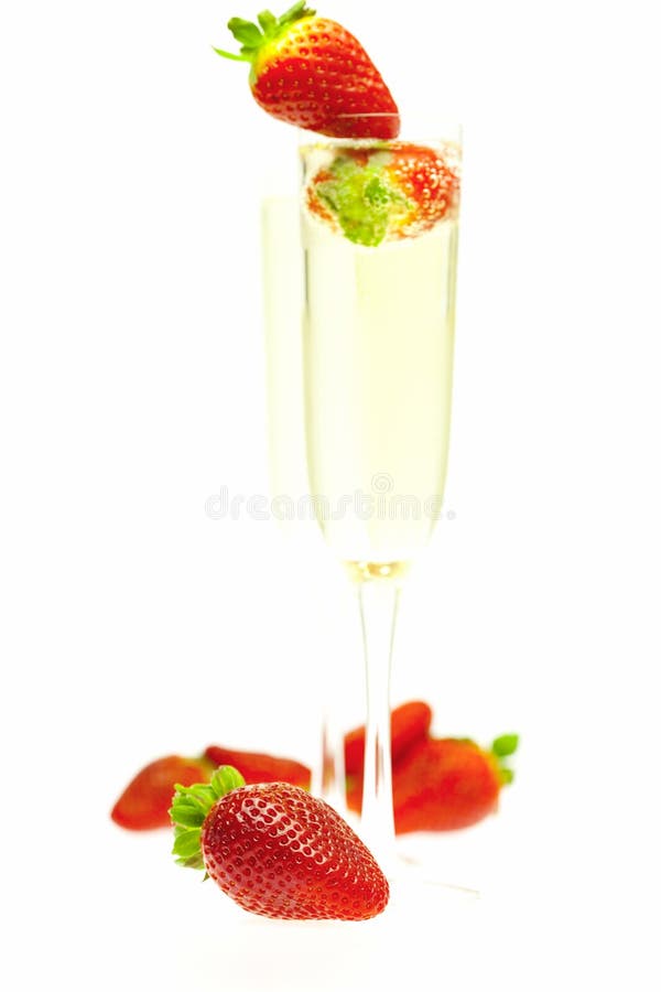 Drink with Strawberries in a Champagne Flute Stock Photo - Image of ...