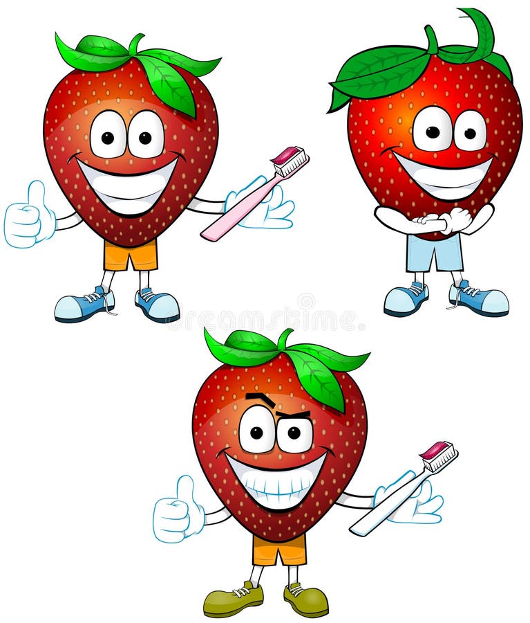 Strawberries with Clean Teeth Stock Illustration - Illustration of ...