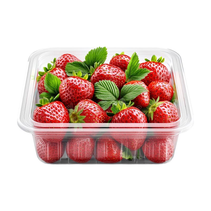 Strawberries in a Container on Transparent Background - Ai Generated ...