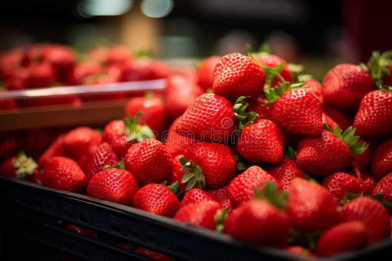 Strawberries on the Counter in a Store Stock Illustration ...