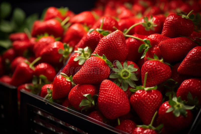 Strawberries on the Counter in a Store Stock Illustration ...