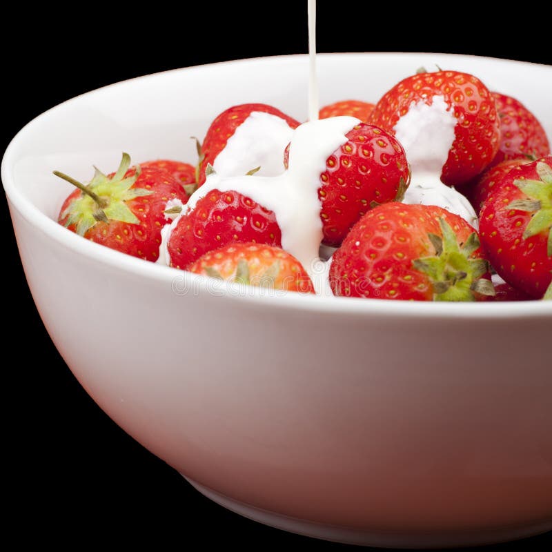 Strawberries and cream. stock image. Image of juicy, dessert - 20940593