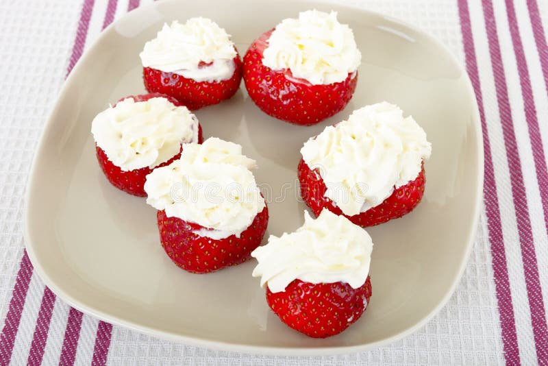 Strawberries with cream stock photo. Image of berries - 26102782