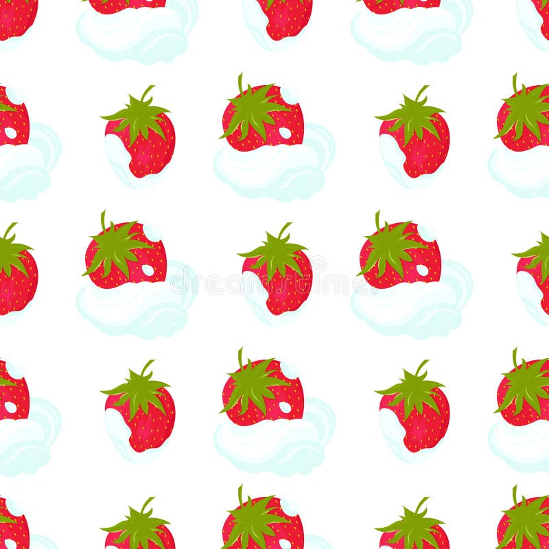 Strawberries and Cream. Color Seamless Pattern Stock Vector ...