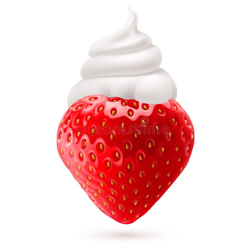 Strawberries and cream stock vector. Illustration of nature - 53773495