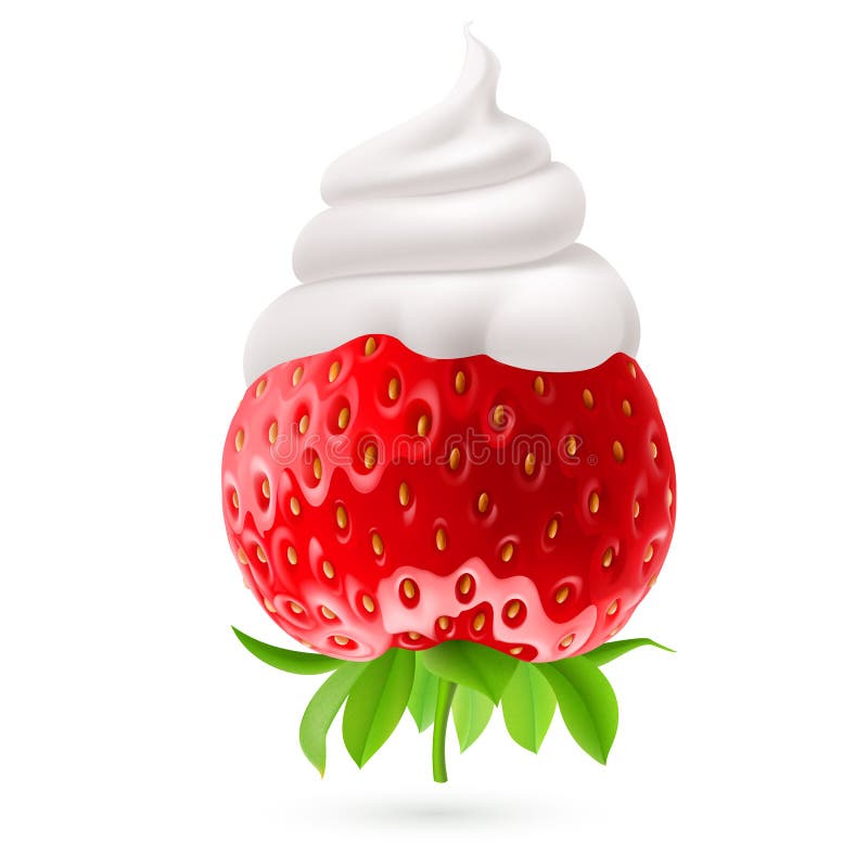 Strawberries and cream stock vector. Illustration of concept - 53785350