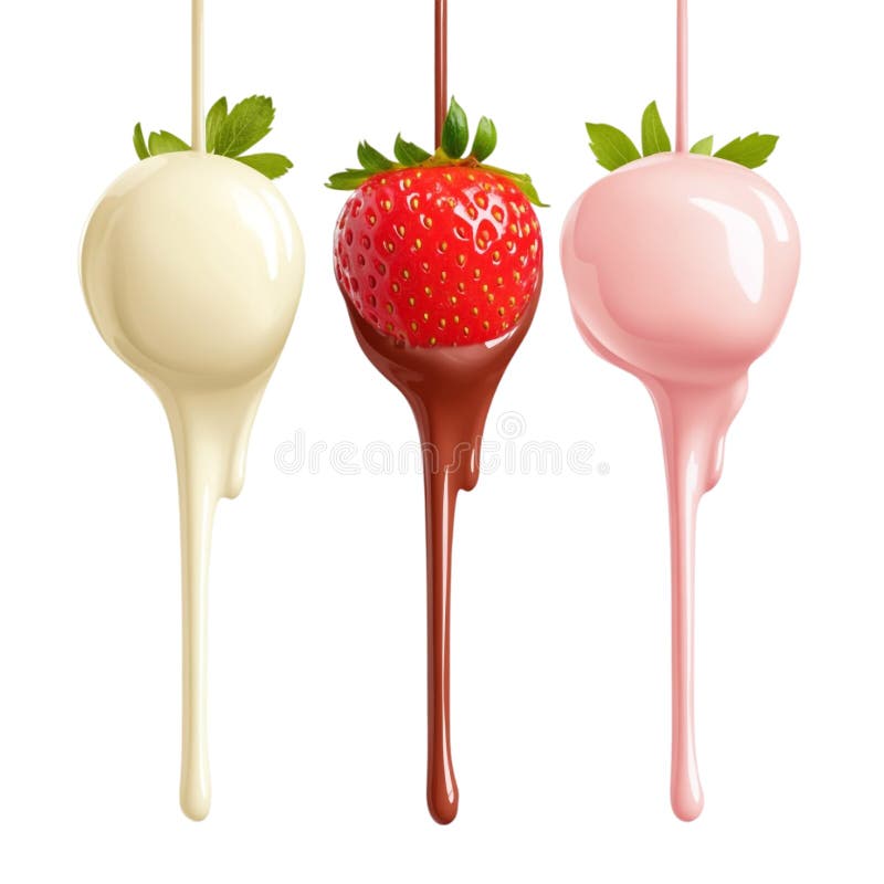 Strawberries Dipped in White Milk and Dark Chocolate and Strawberry ...