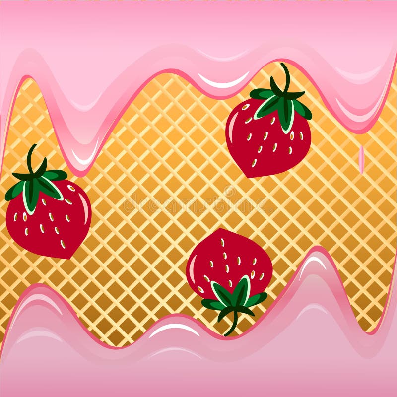 Strawberries and Flowing Strawberry Jam Stock Vector - Illustration of ...