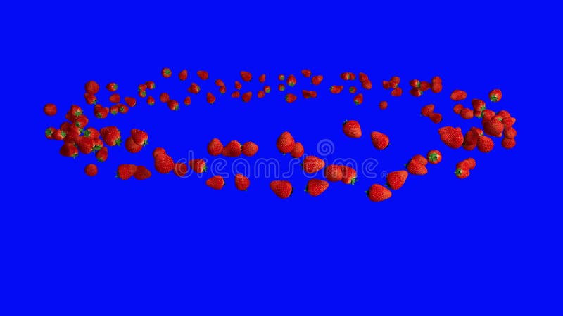 Strawberries Flying in Circle, Seamless Loop, Blue Screen Chromakey ...